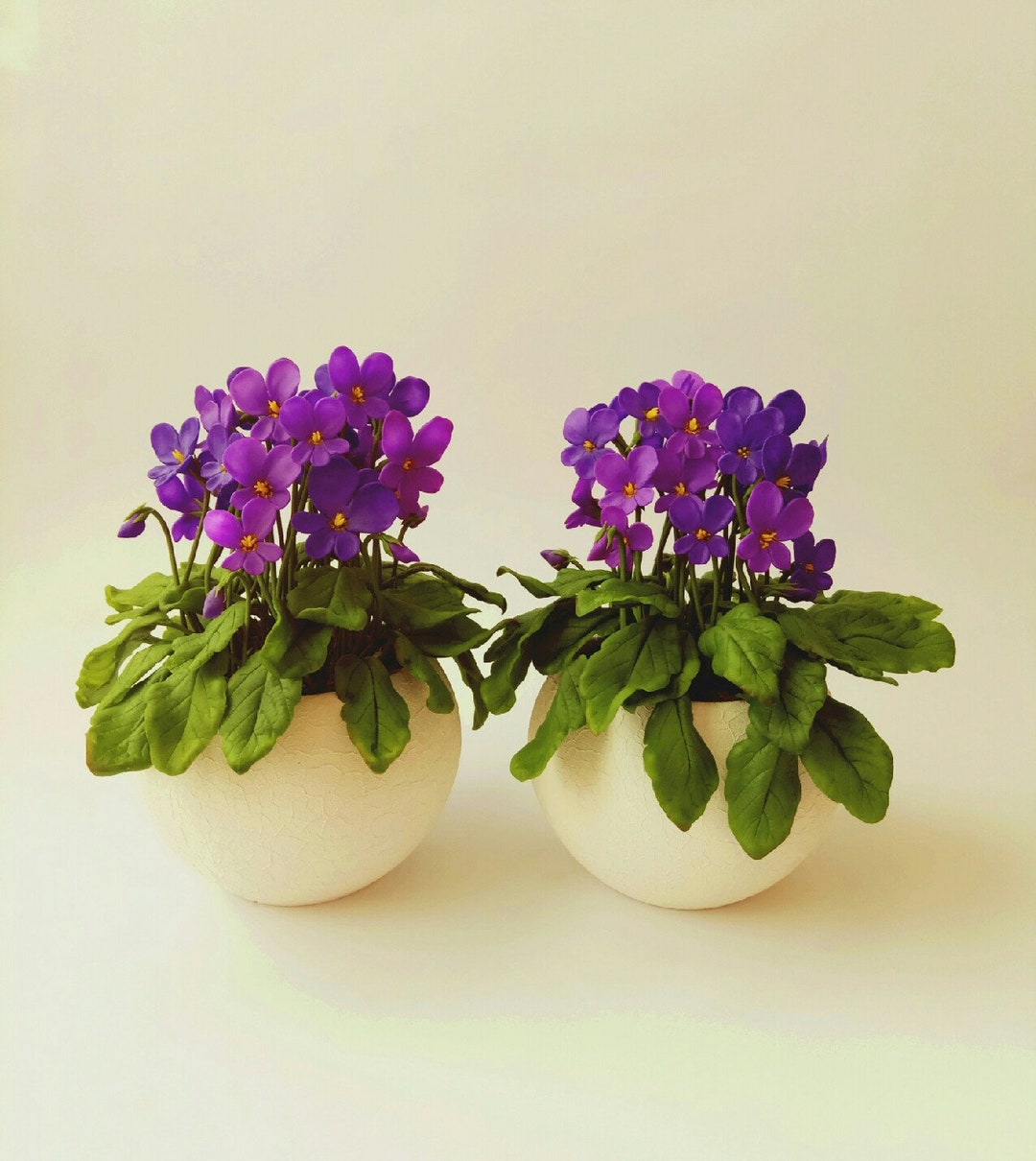 Wild Violet in the Pot-polymer Clay Flower-cold Porcelain Flower-flower ...