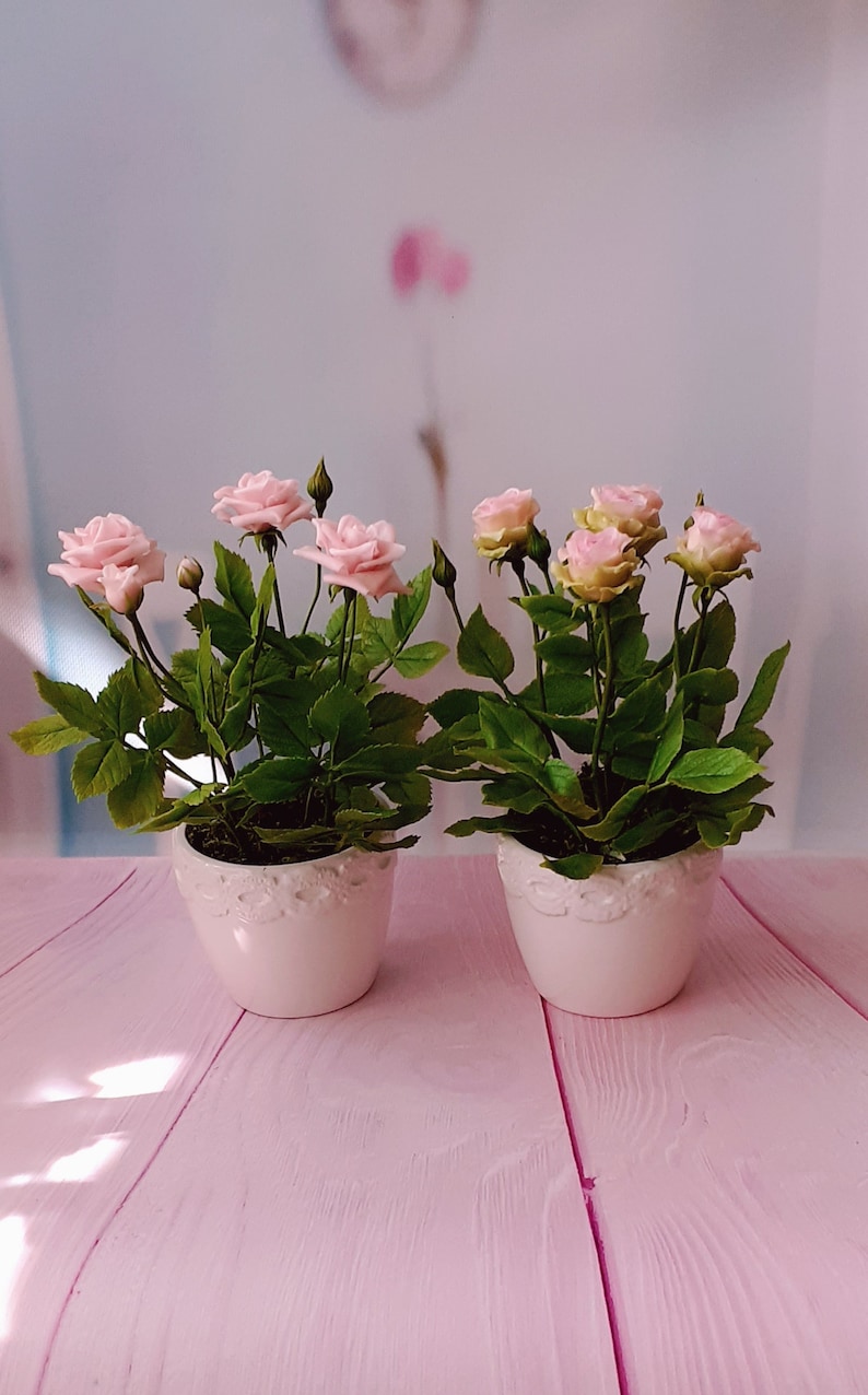 Handmade pink Rose Polymer clay flowerCold porcelainReal | Etsy