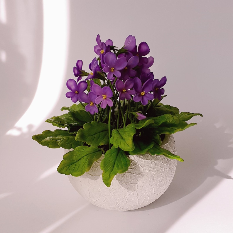 Wild Violet in the Pot-polymer Clay Flower-cold Porcelain Flower-flower ...