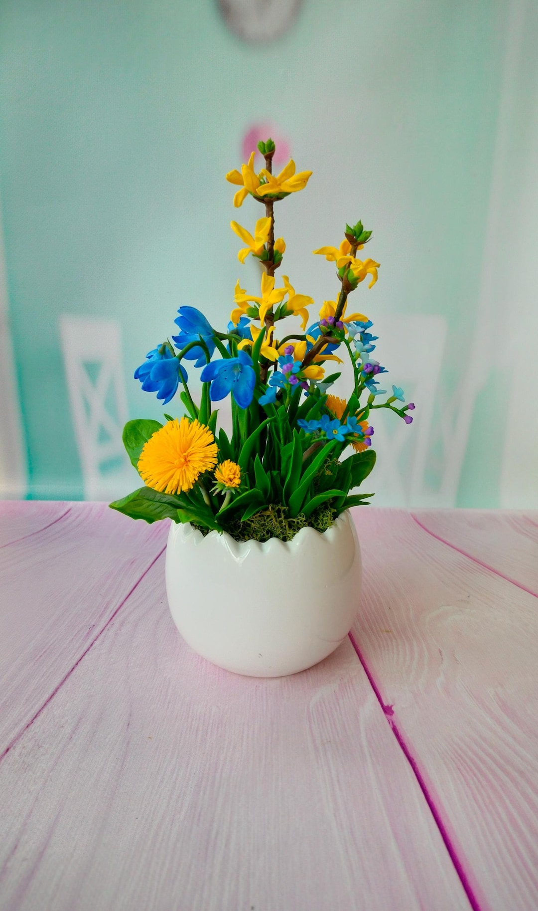 Spring Flowers Cold Porcelain-blue Flower-polymer Clay Forest Flower ...