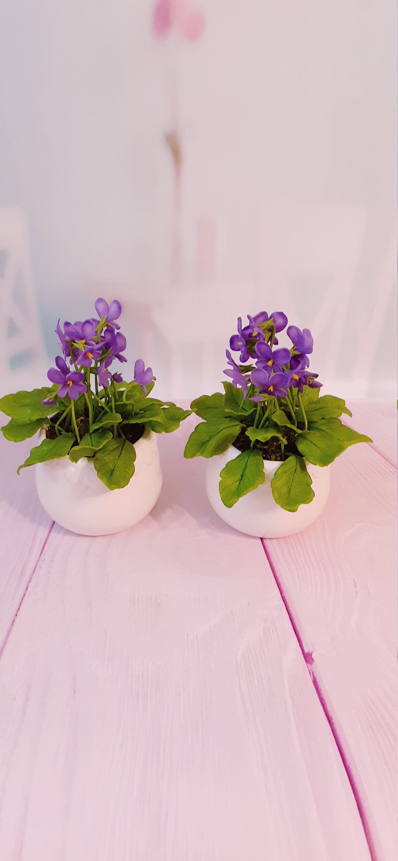 Mini Composition of Violets-polymer Clay Flower-cold | Etsy