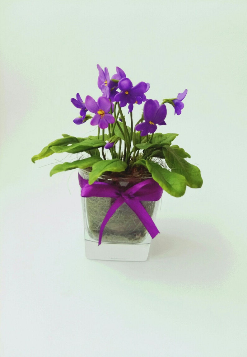 Mini Composition of Violets-polymer Clay Flower-cold Porcelain-flower ...