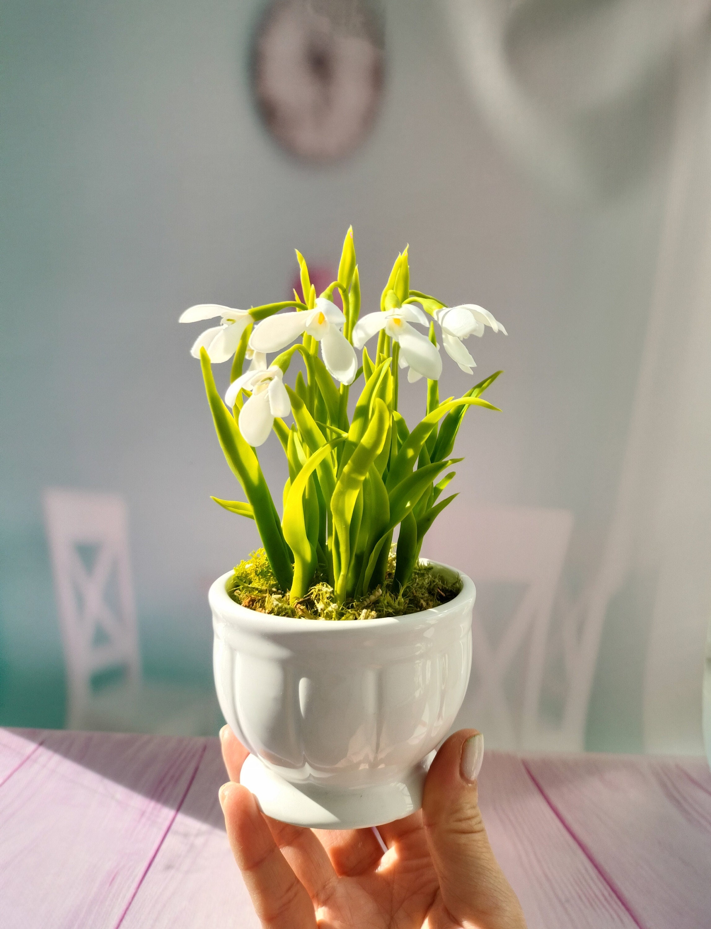 Snowdrops сold Porcelain Spring Flower,polymer Clay Flower,table Decor ...