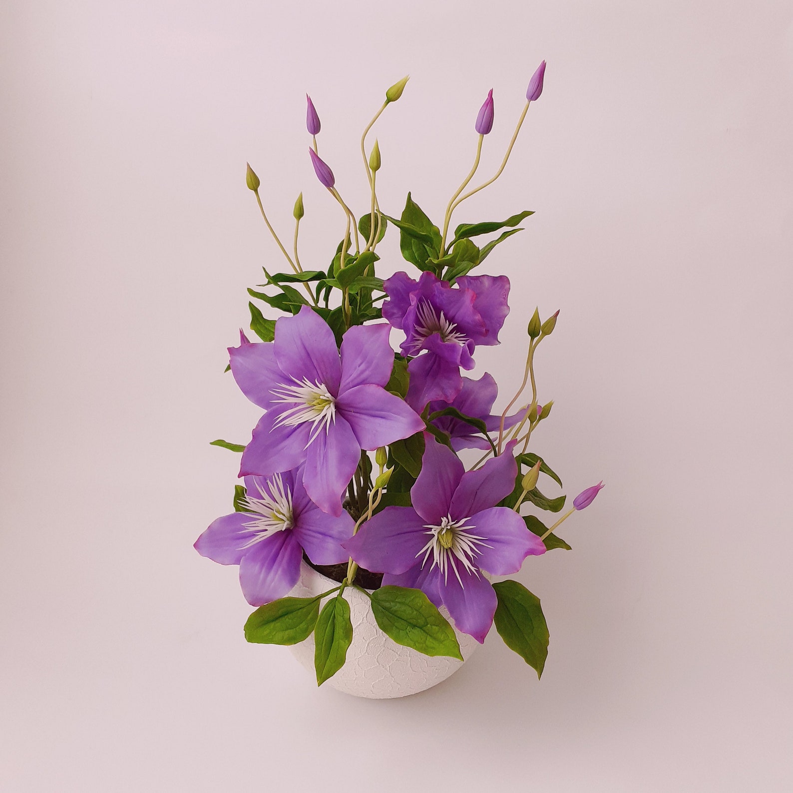 Clematis in the Pot Polymer Clay Flower-cold Porcelain - Etsy