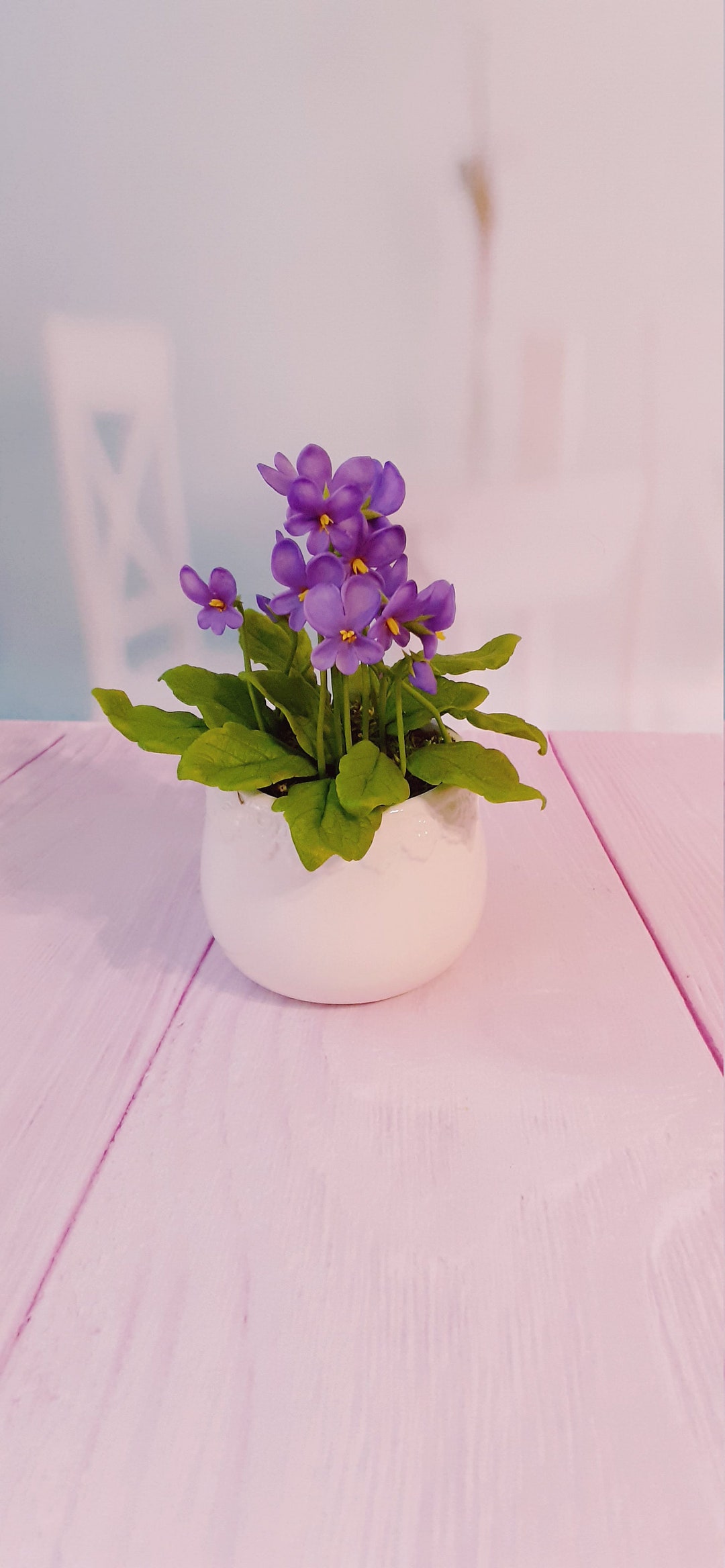 Mini Composition of Violets-polymer Clay Flower-cold Porcelain-flower ...