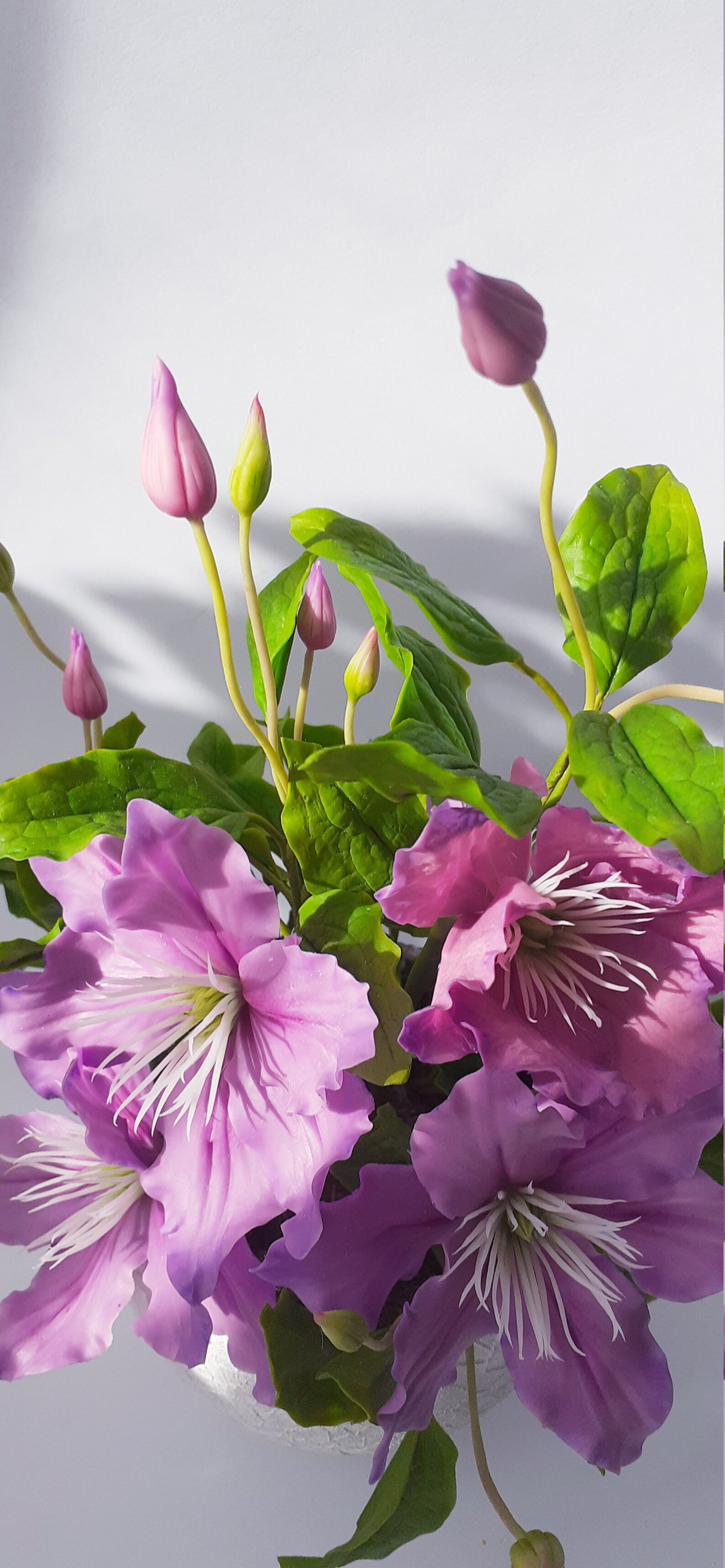 Clematis in the pot-Polymer clay flower-Cold porcelain | Etsy