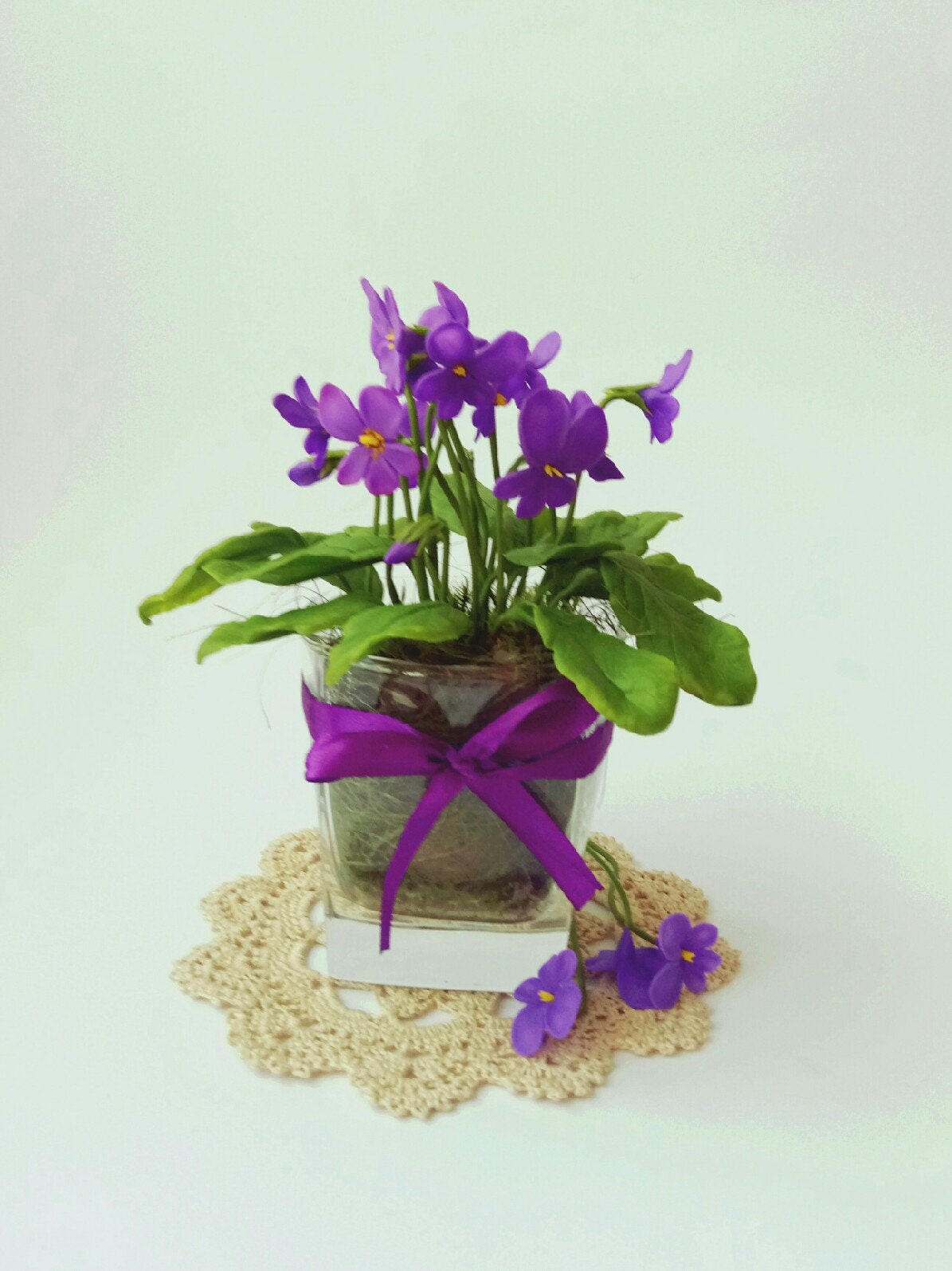 Mini composition of violets-Polymer clay flower-Cold | Etsy