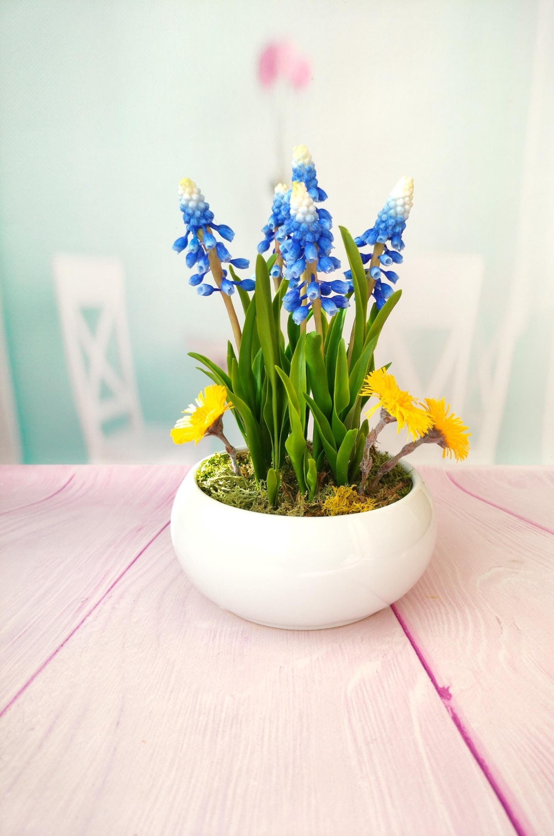 Muscari and Tussilago Cold Porcelain Flowers for the Interior,spring ...