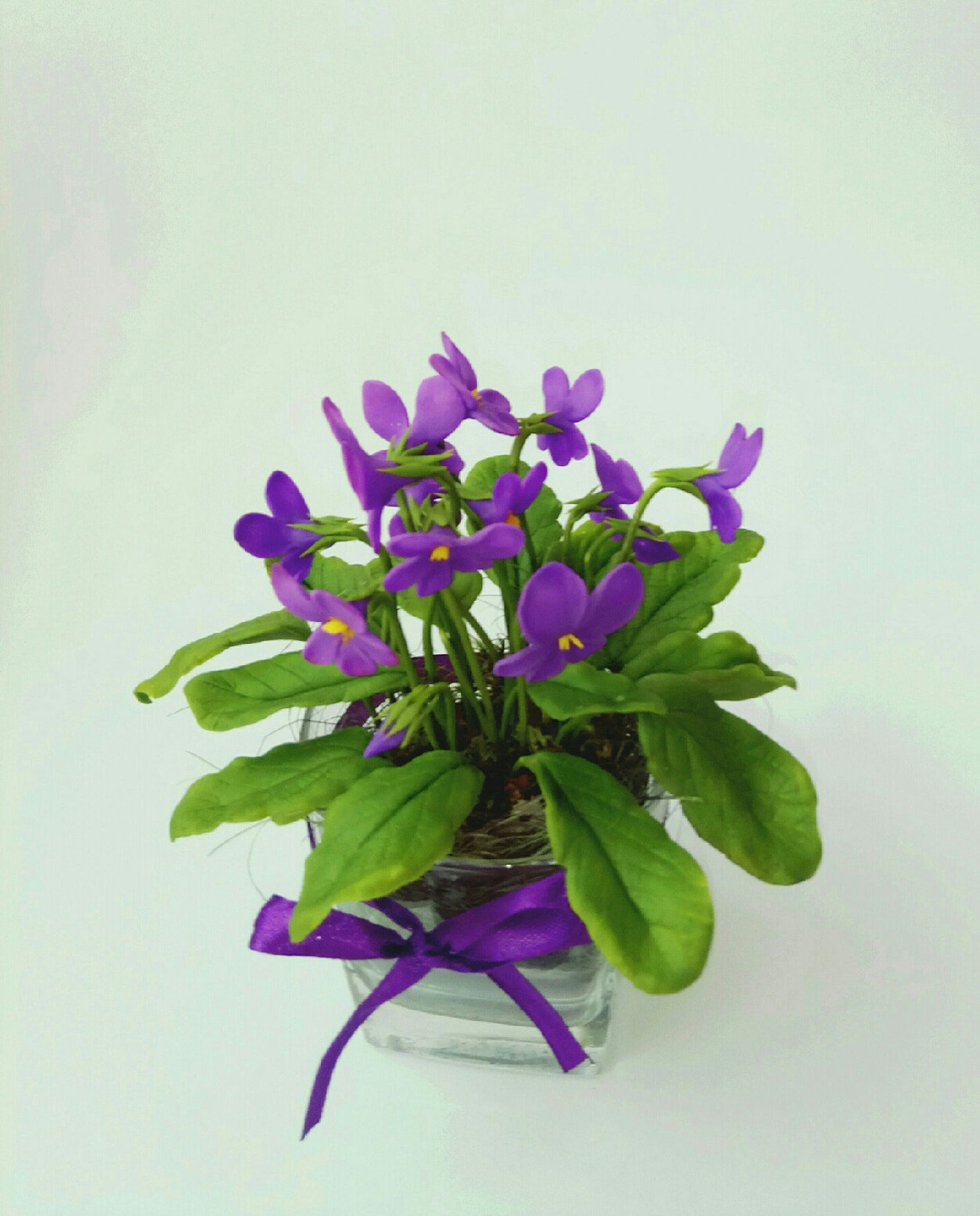 Mini composition of violets-Polymer clay flower-Cold | Etsy