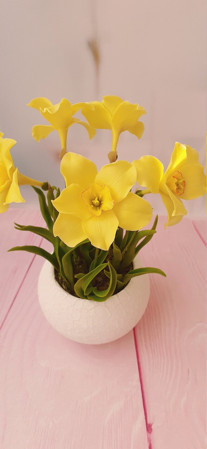 Daffodils in the Pot-polymer Clay Flowers-cold Porcelain-real Touch ...