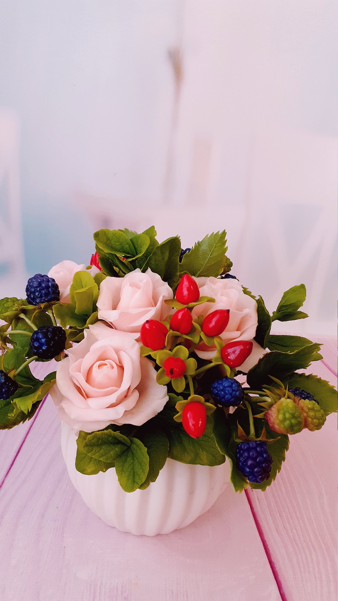 Bouquet Cold Porcelain Flowers-realistic Flower-botanical - Etsy