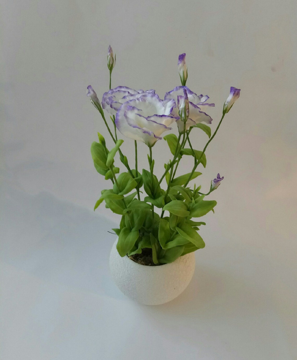 Eustoma-polymer Clay Flowers in the Pot-artificial - Etsy