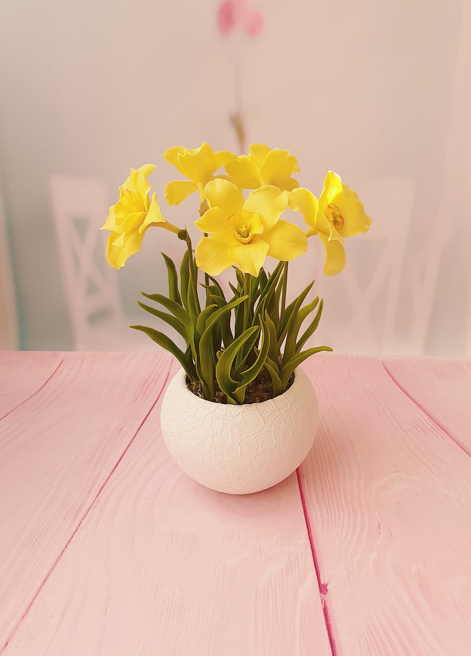 Daffodils in the Pot-polymer Clay Flowers-cold Porcelain-real Touch ...