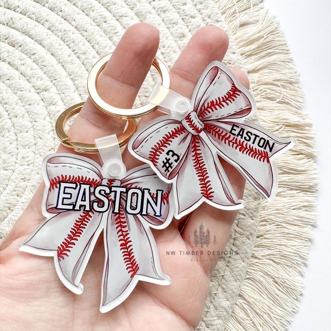Personalized Baseball Keychain, Custom Baseball Keychain With Number ...