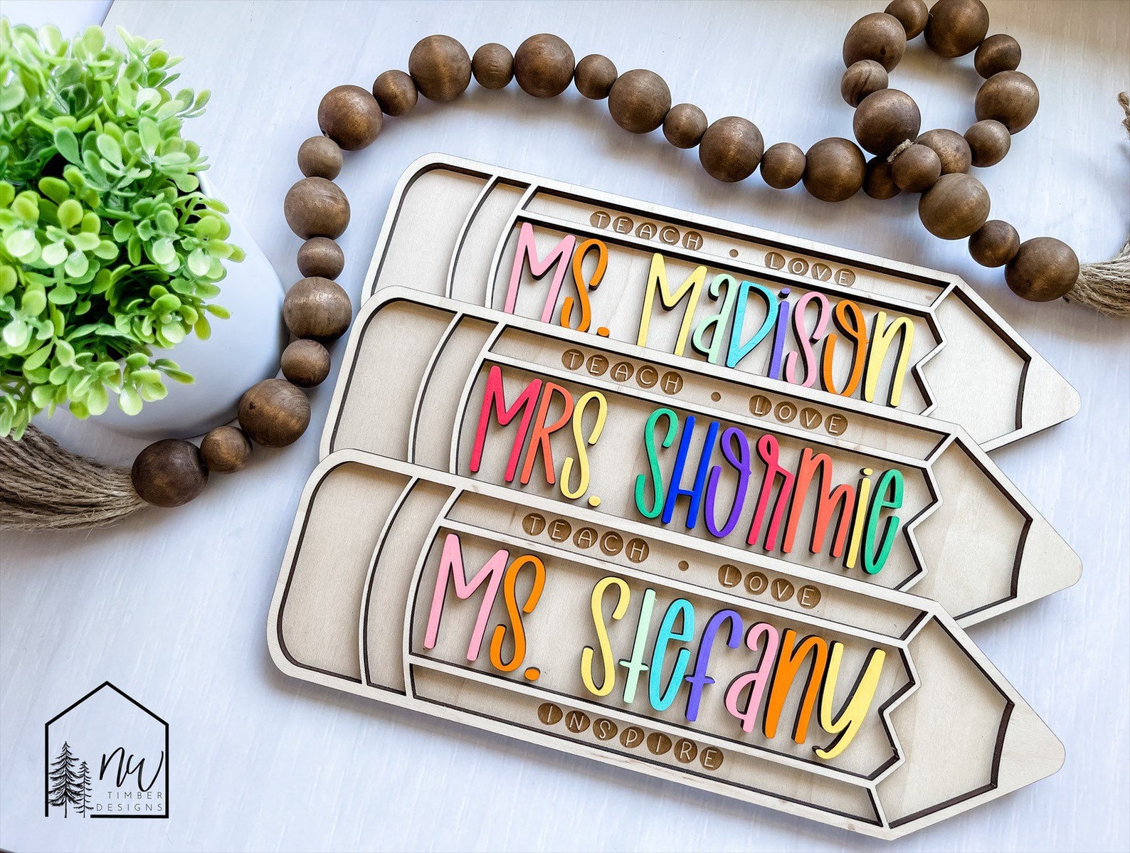 Teacher Desk Sign Pencil Educators Name Plaque Teacher Gift - Etsy