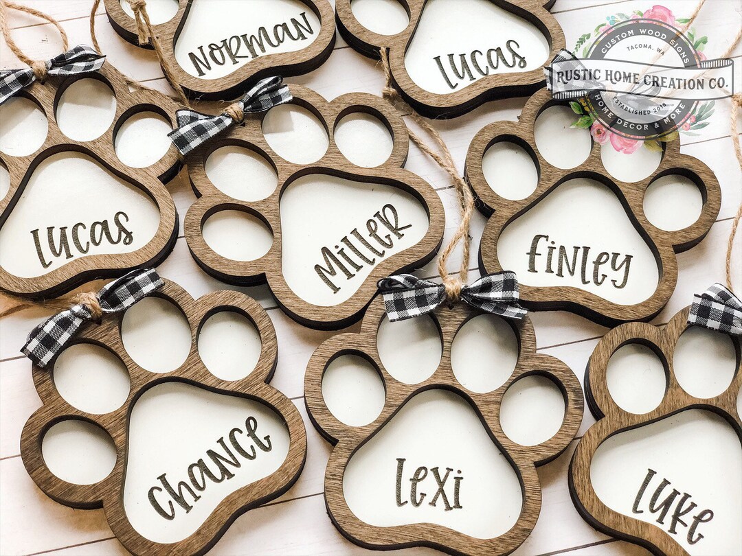 Paw Print Personalized Ornament, Personalized Dog Pet Ornaments, Dog ...