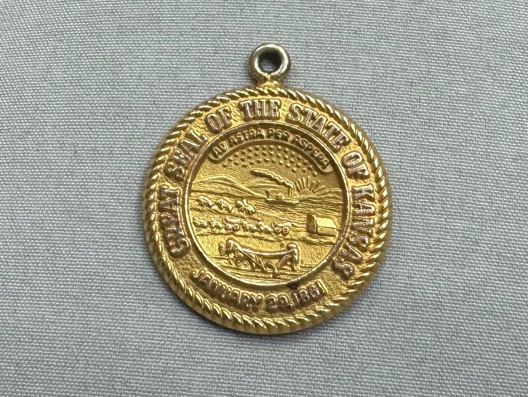Great Seal of the State of Kansas Gold Plated Medallion / Pendant ...