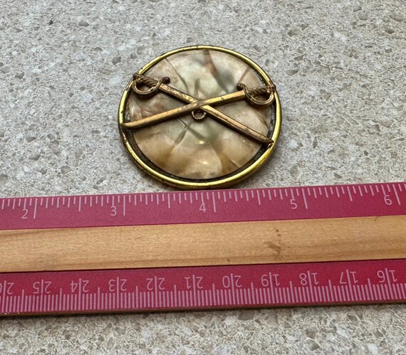 WW2 Calvary US Army brooch with abalone shell on bron… - Gem