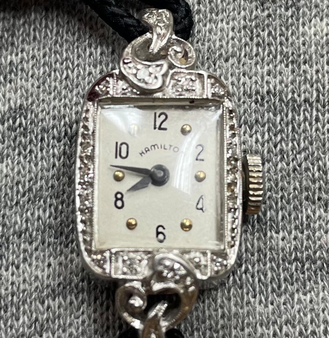 Lady’s Art Deco Hamilton Platinum & Diamond Wrist Watch Circa 1930’s ...