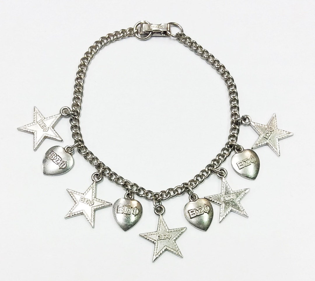 Vintage Beta Sigma Phi Sterling Silver Charm Bracelet With 9 Charms - Etsy