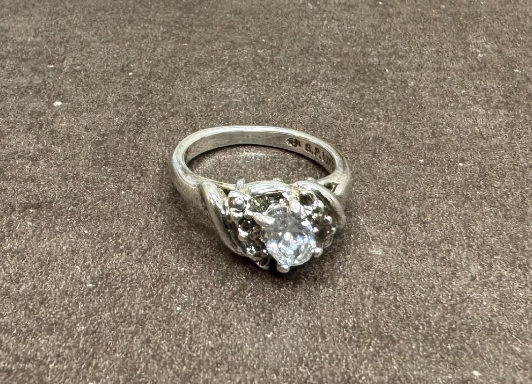 Cubic Zirconia Solitaire Ring Marked SP Lind Size 7.2777t2.free ...