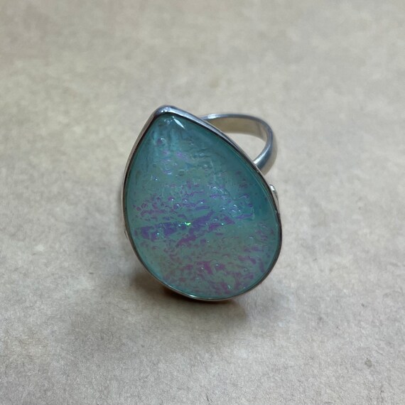 Unique statement ring sterling silver with unique gem… - Gem