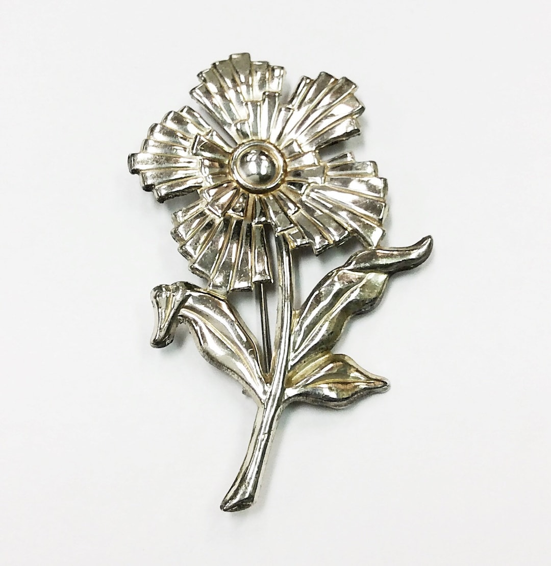 Stunning Sterling Silver Flower Pin 0122 - Etsy