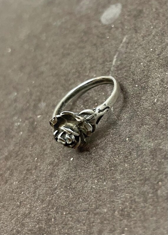 Rose flower sterling silver ring size 8.#2880T2.Free … - Gem