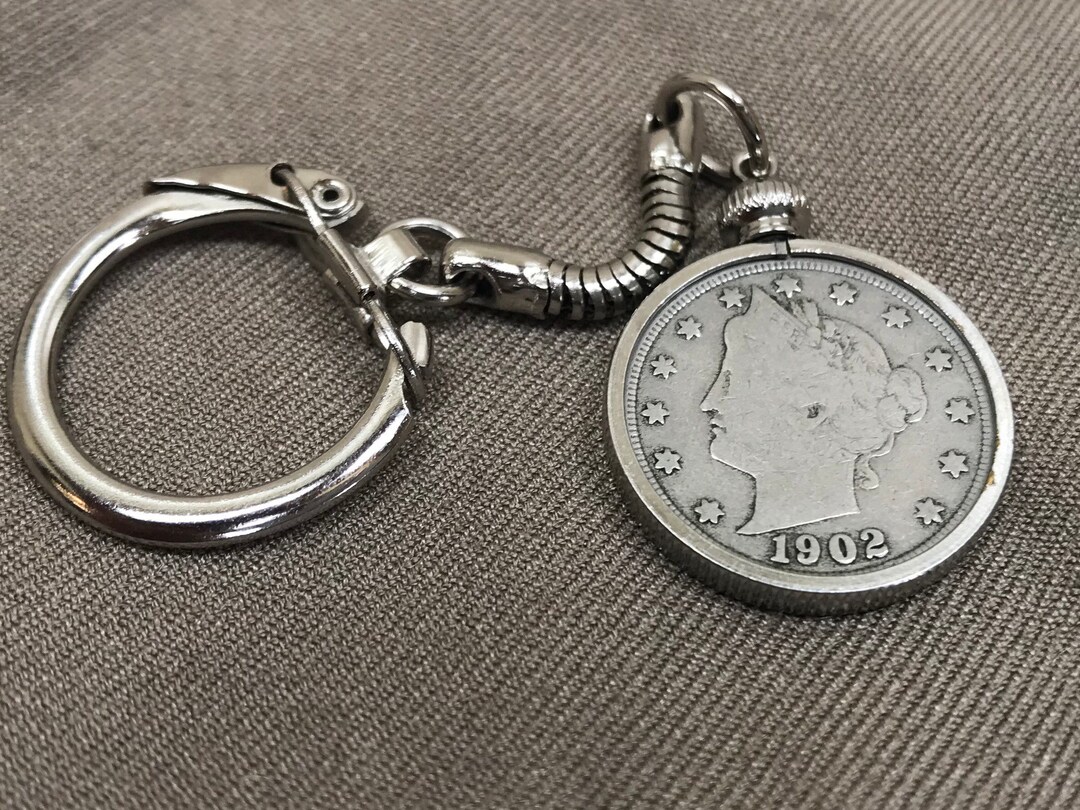 Key Chain With 1902 V Nickle Coin. # 2108 - Etsy