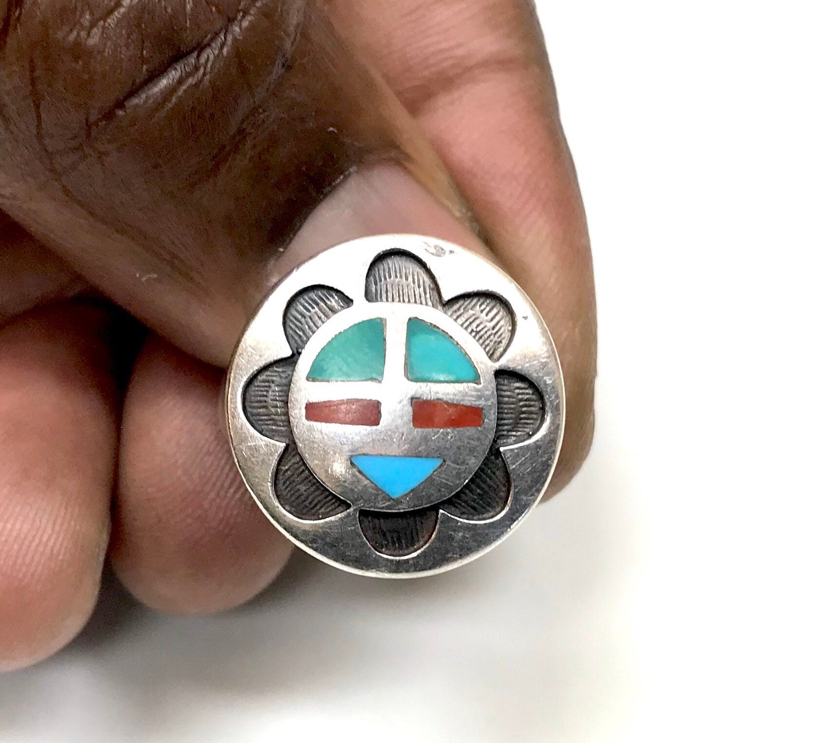 Native American Zuni Multi stone sunface ring size 8. 2541T1 | Etsy