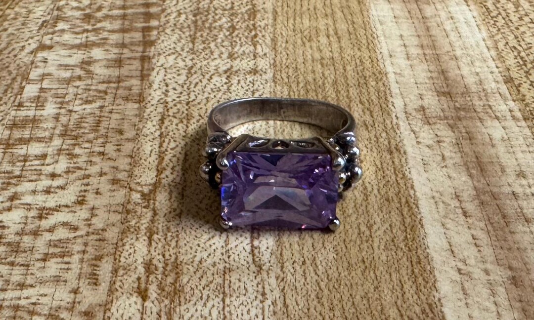 Sterling Silver Lavender Colored Prong Set Stone Ring Size 7.#661T2 ...