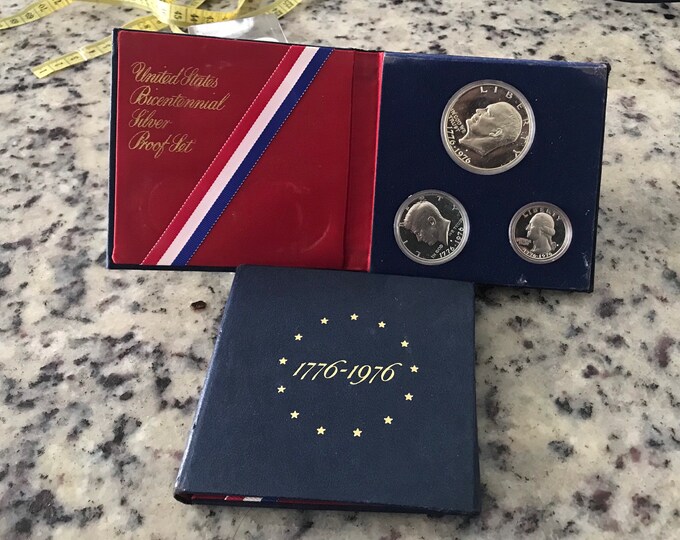 1976 Silver Proof Set Bicentennial 2 Sets 3 Coin USA MINT Coa 1776-1976 ...