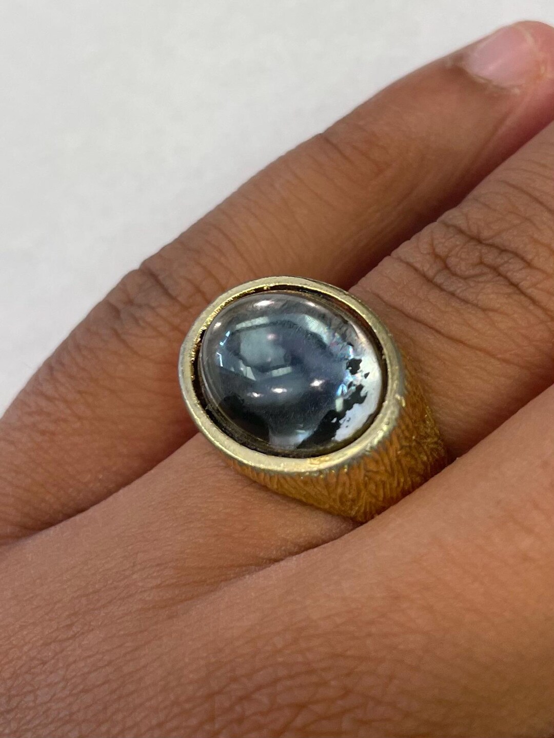 Vintage Gold Tone Costume Ring, Unique Stone, Size 9 - Etsy