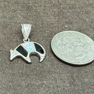 Native American Bear Pendant With Black Onyx & Opal Inlay Sterling ...