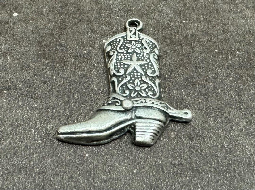 Vintage Western Cowboy Boot Pendant / Charm Sterling Silver.#2750sb ...