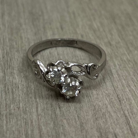 Two Round Cut Cubic Zirconia 18k GE Solitaire Ring Size - Etsy