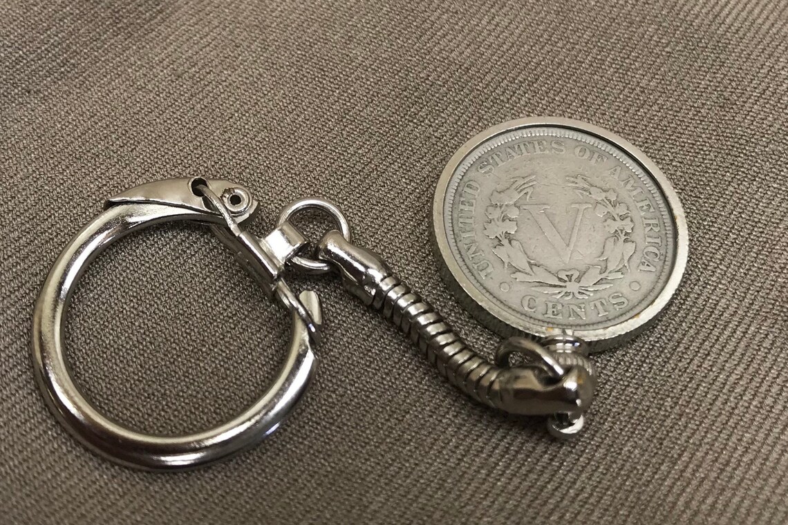 Key Chain With 1902 V Nickle Coin. # 2108 - Etsy