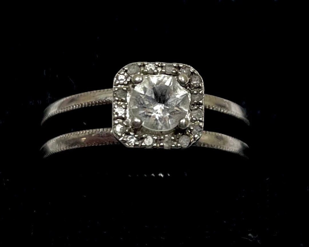 P4SR “ Platina 4” Double Strand Engagement Ring With White Topaz ...