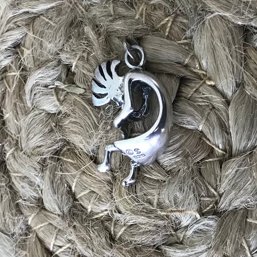 Sterling silver Kokopelli tribal man playing flute pendant.3035 - Etsy ...