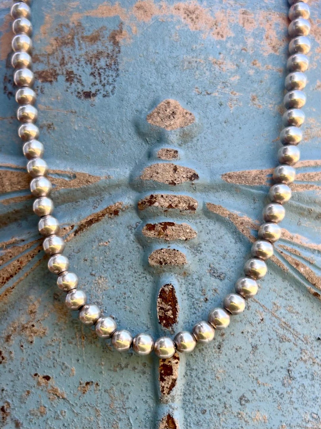Vintage Sterling Silver Navajo Style Pearl Necklace 20” | Silver Mine ...