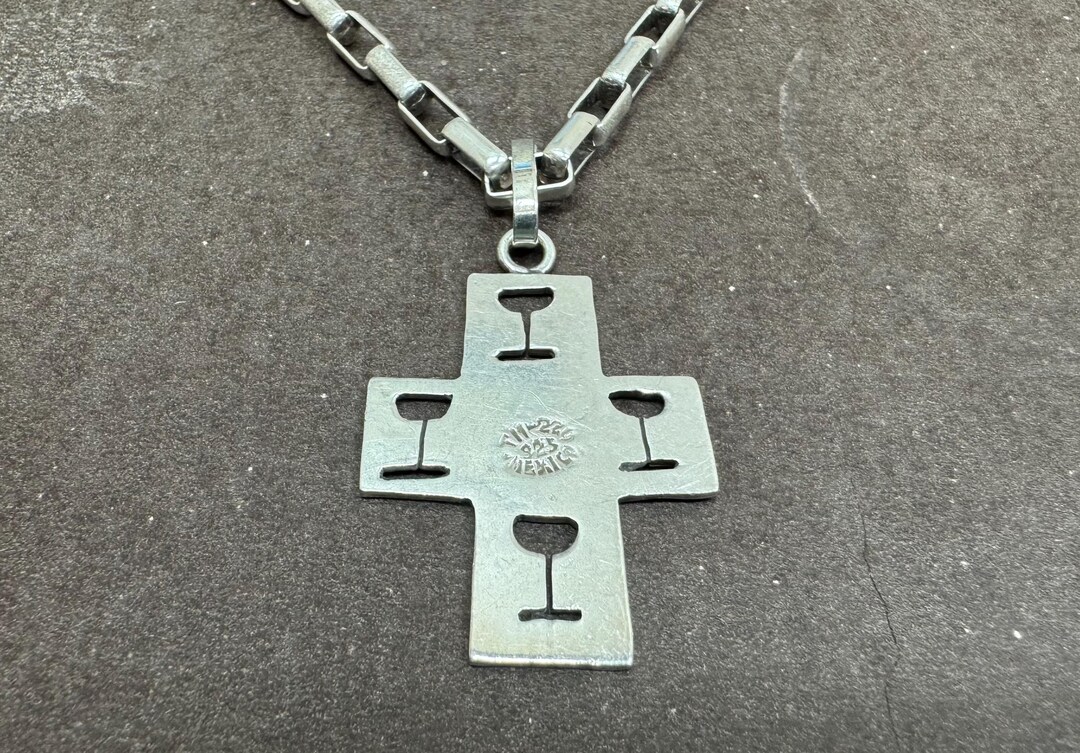Vintage Sterling Silver Mexico Cross Cutout Pendant With 19” Inches ...