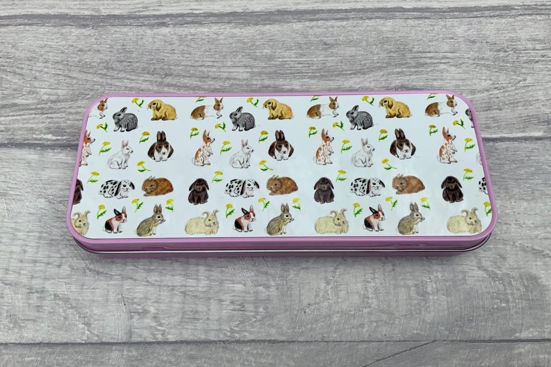 Pencil Tin, Rabbit, Pencil Case, Stationery Case, Rabbit Gifts, Bunny ...