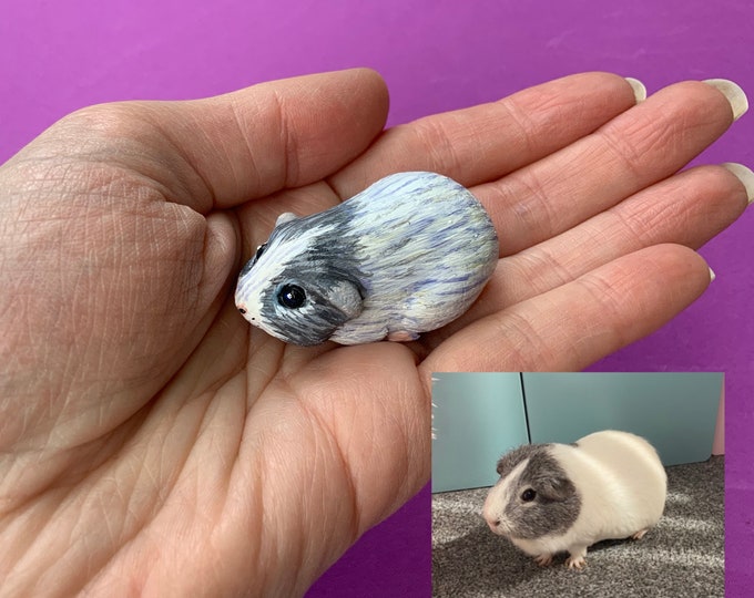 Miniature Ceramic Guinea Pig Animal Pet Cute Little Funny Tiny Brown ...