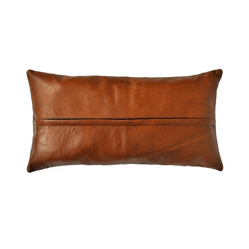 Housse de coussin en cuir rectangulaire marron 20 x 10 pouces | Etsy