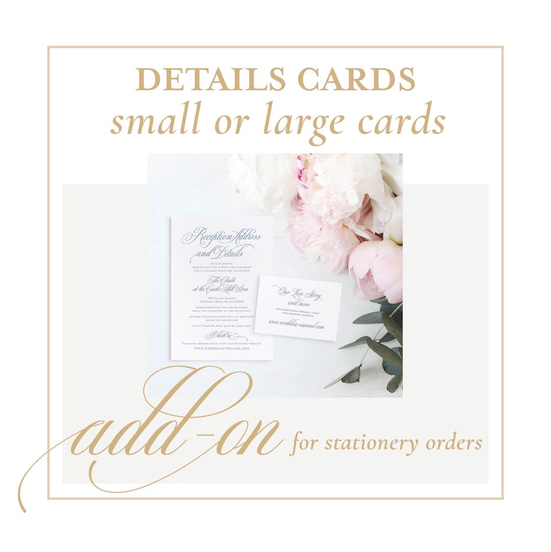 ADD-ON - Details Cards for Existing Stationery Orders - Etsy