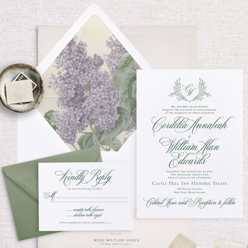 Spring Floral Wedding Invitation, Vintage Floral Wedding Invitation, Botanical Wedding ...