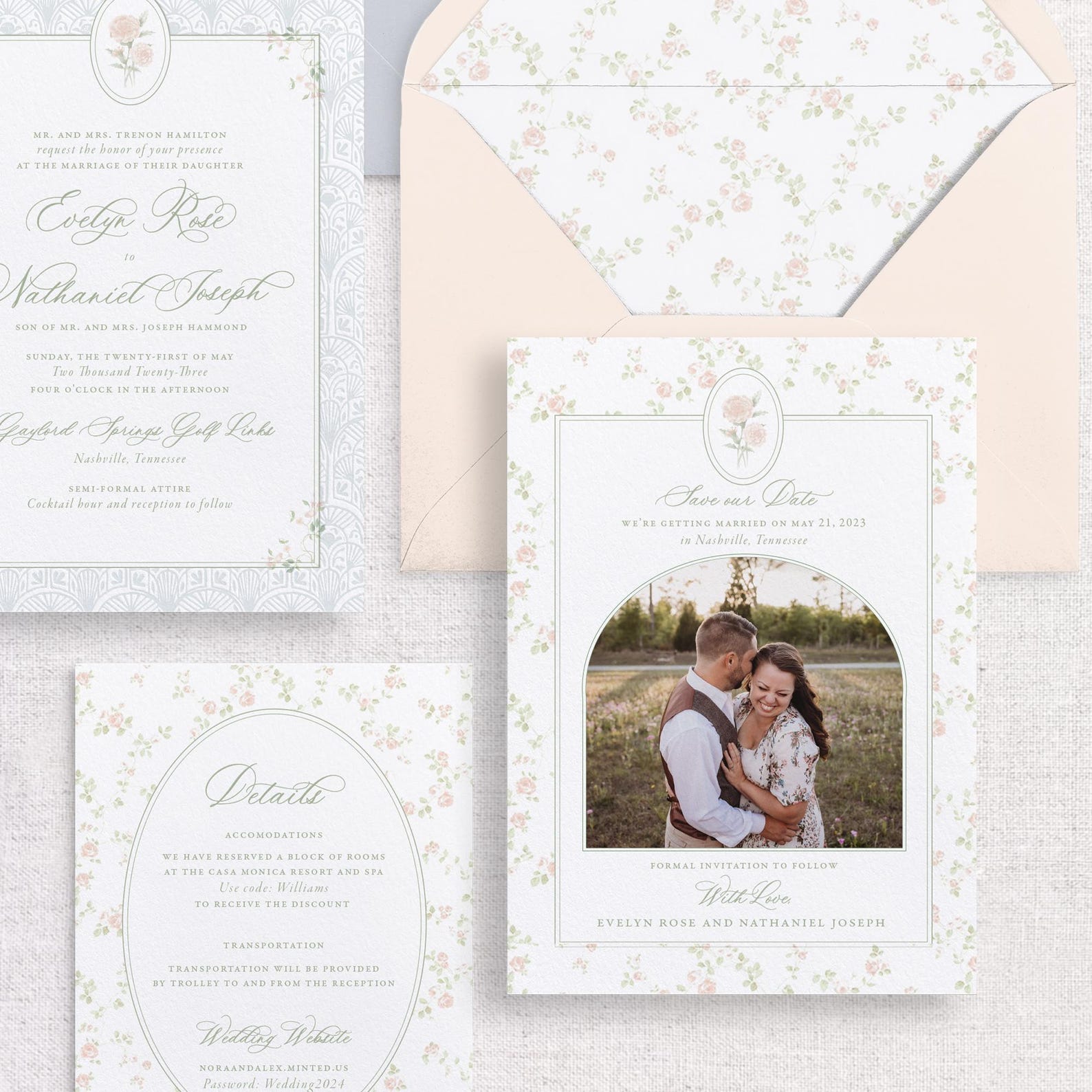 Elegant Floral Wedding Invitation, Watercolor Floral Wedding Invitation ...