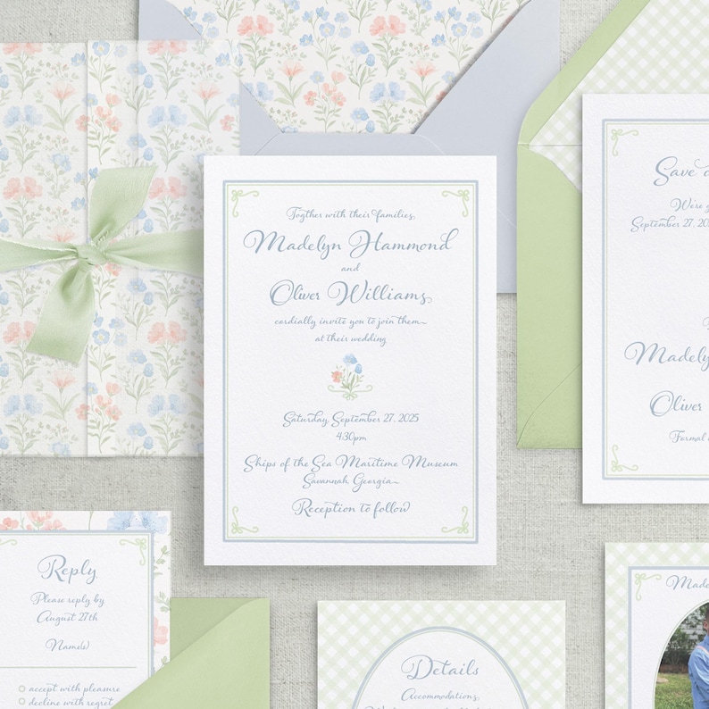 Madelyn | Whimsical Garden Wedding Invitation, Watercolor Floral ...
