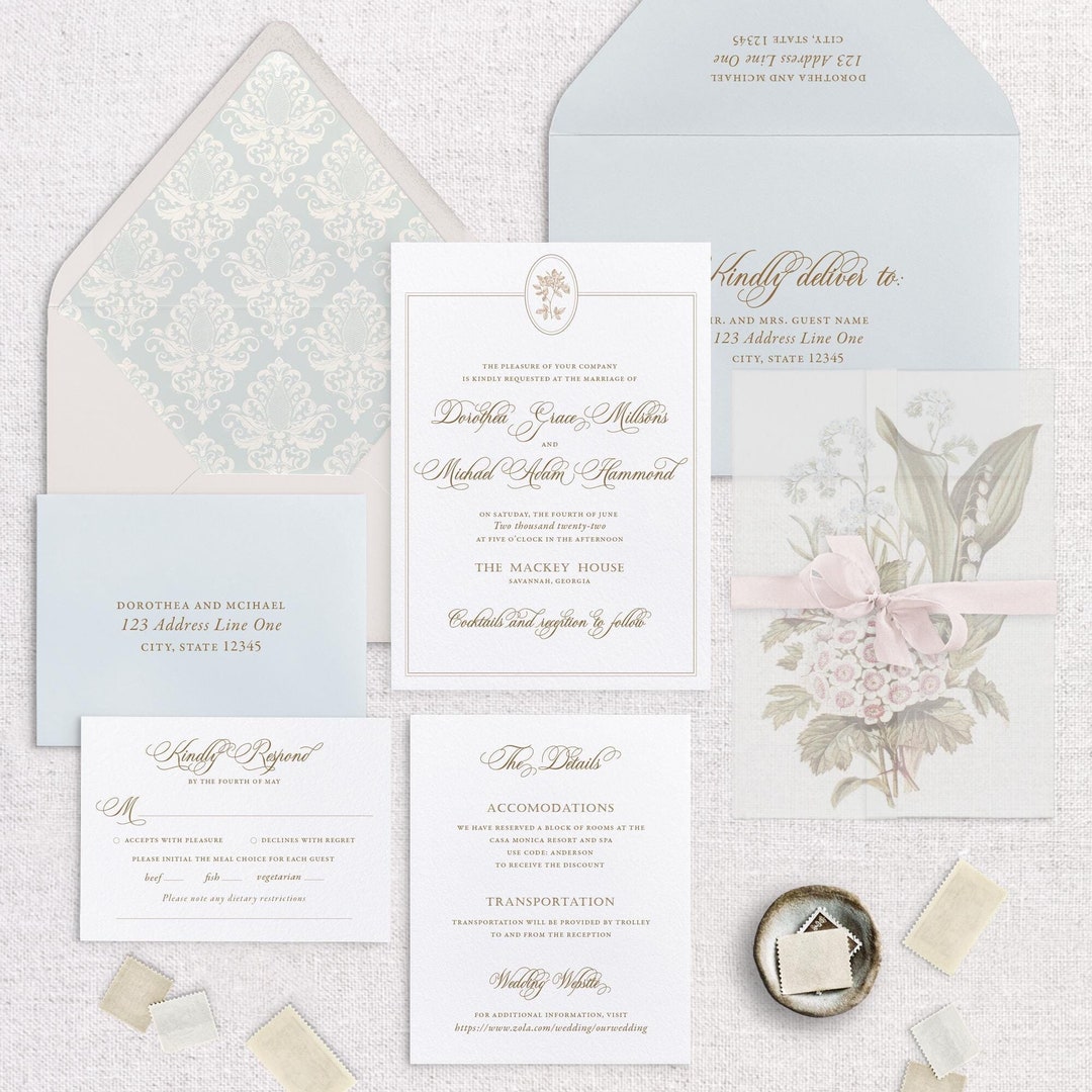 Dorothea | Botanical Garden Wedding Invitation, Vintage Garden Wedding ...