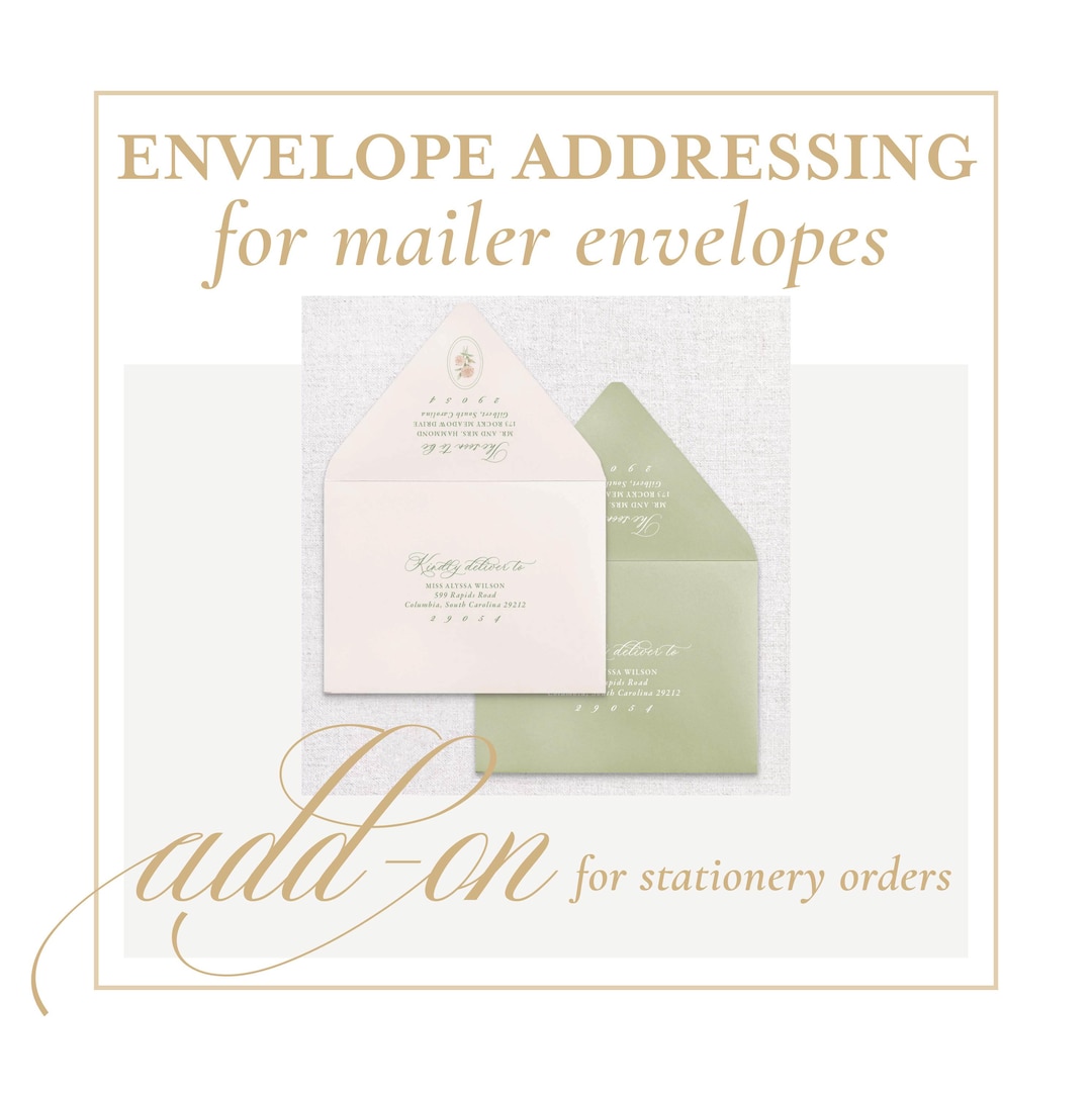 ADD ON - Mailer Envelope Addressing (guest + Return Address) for ...